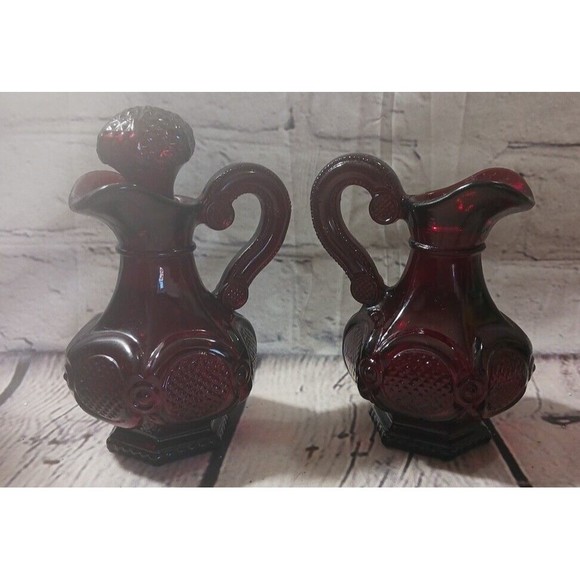 Avon | Dining | Vintage Avon Ruby Red Cape Cod 876 Set2 Oil Vinegar ...